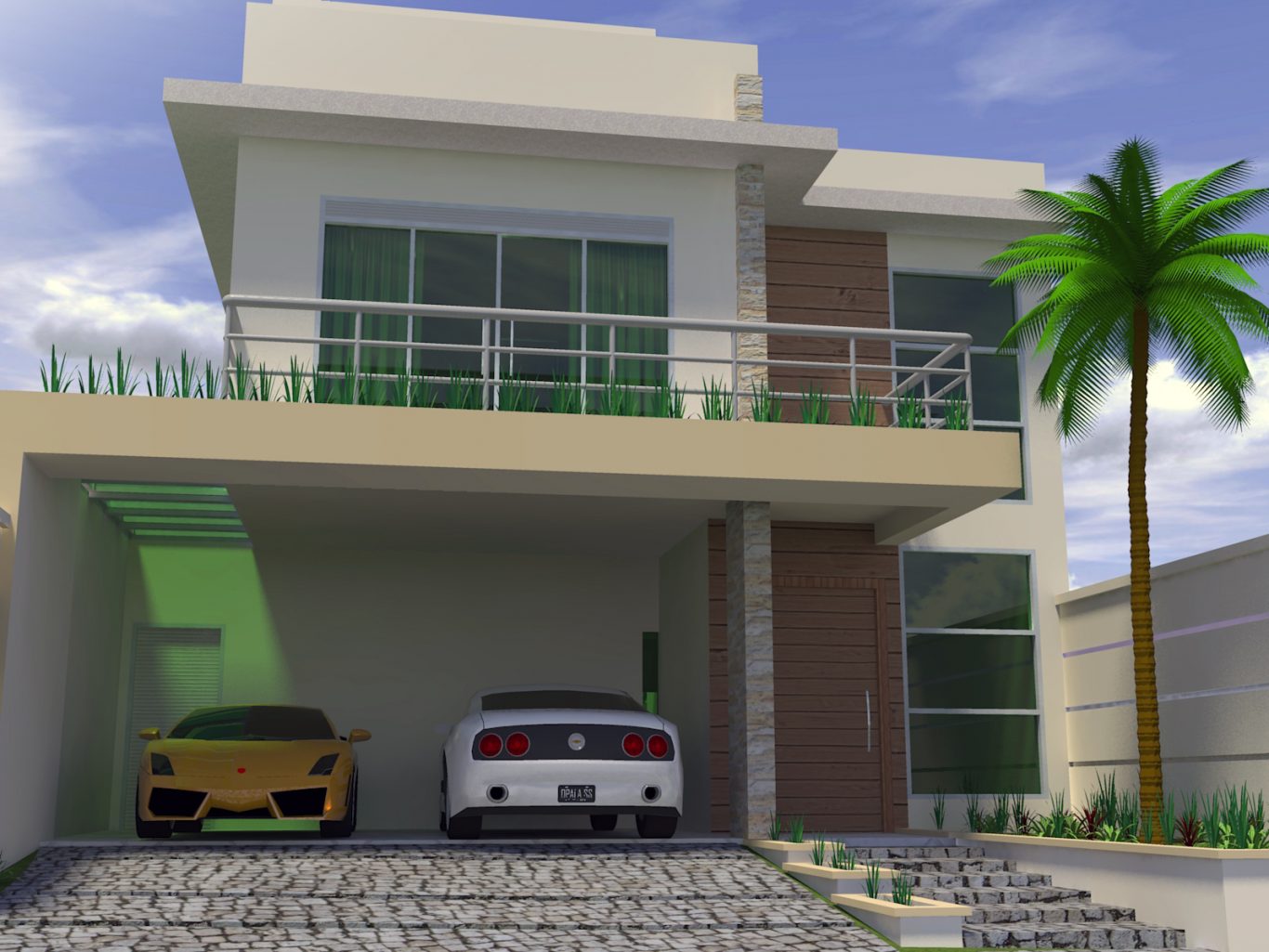 Projetos de Casas com Fachada Reta Moderna Quadrada Caixote Telhado ...