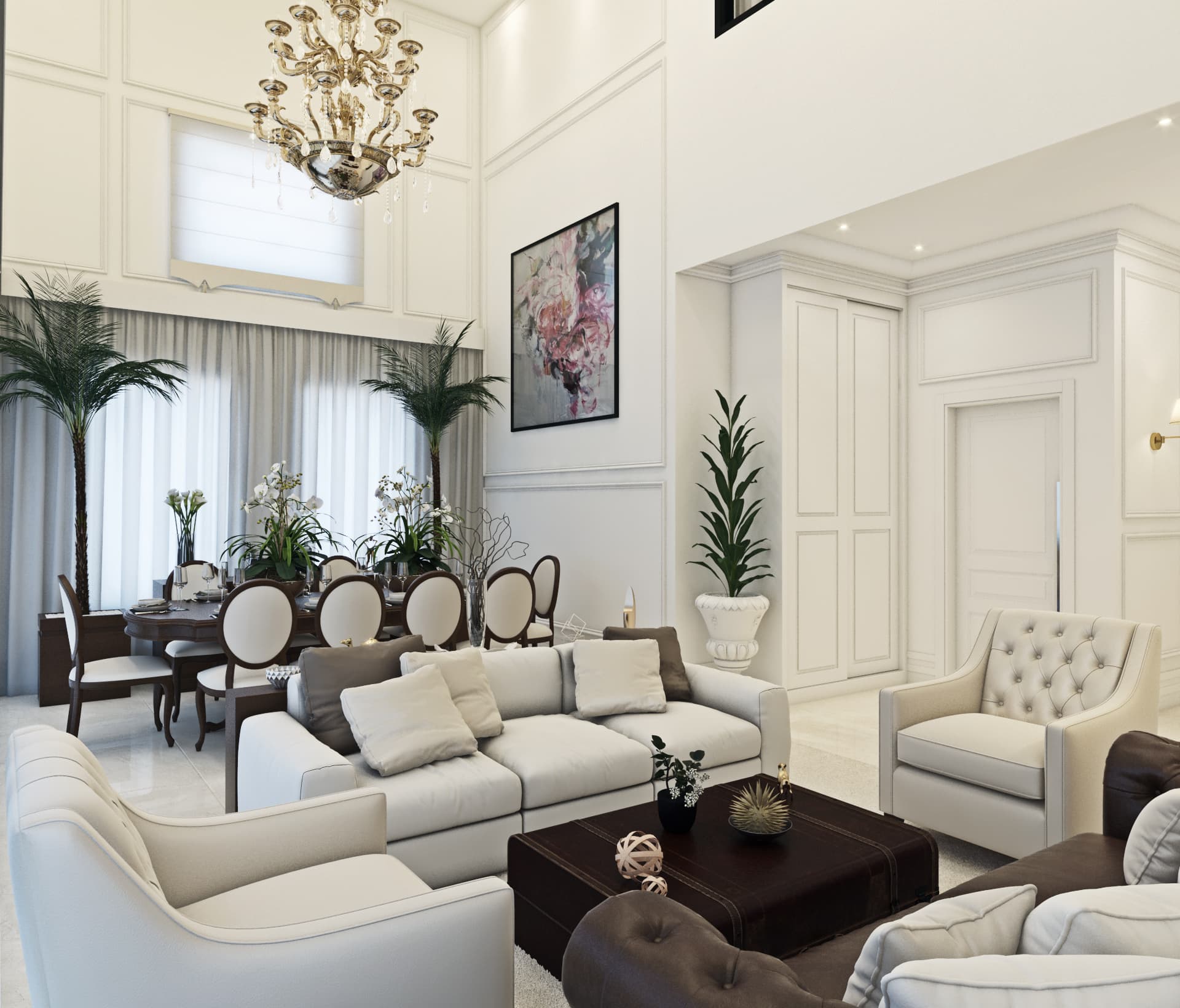 Sala Estilo Neoclássico com Boiseries nas Paredes - Italico Special Homes
